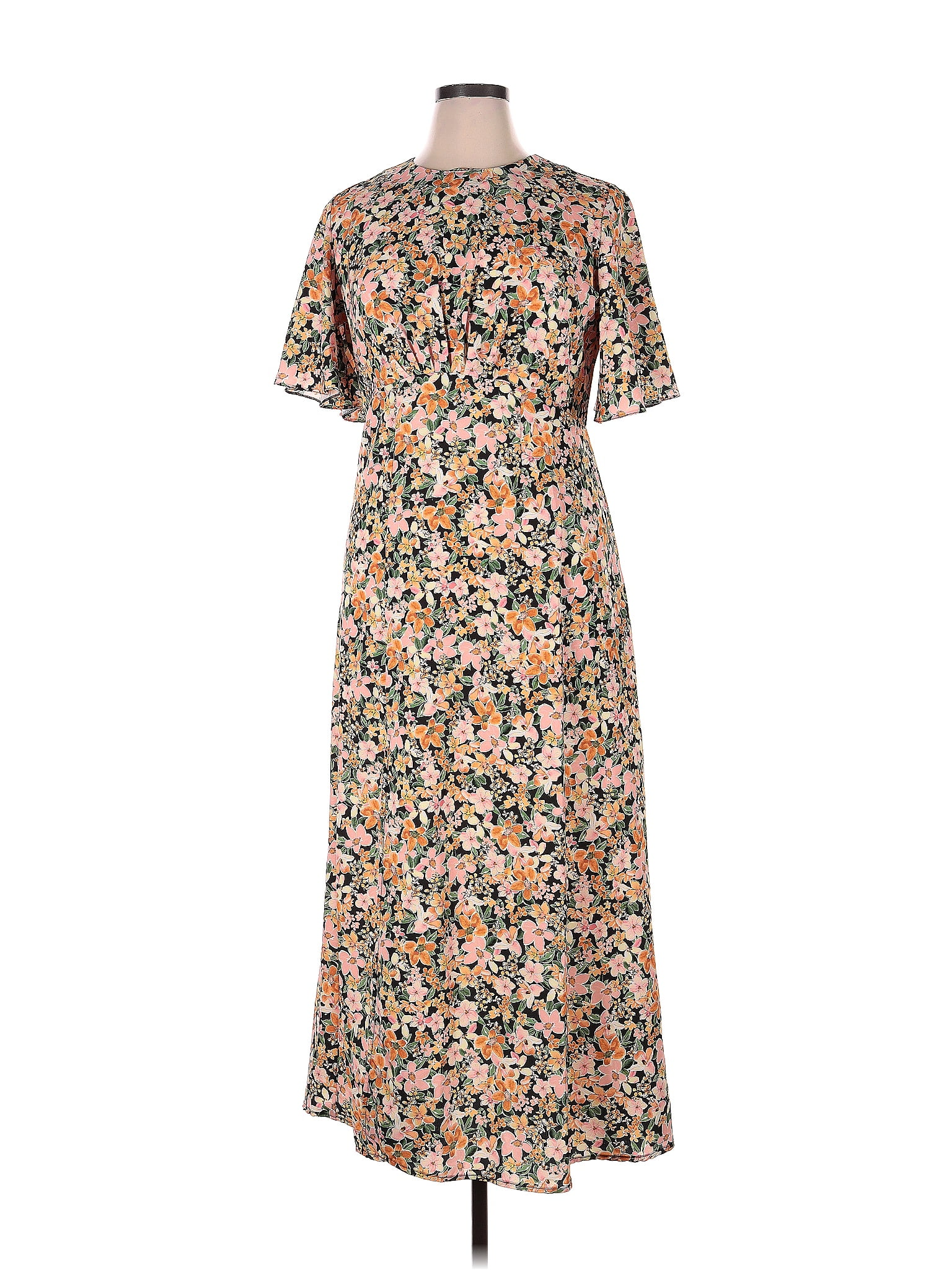 John Zack 100% Polyester Floral Brown Casual Dress Size 16 - 56% off ...