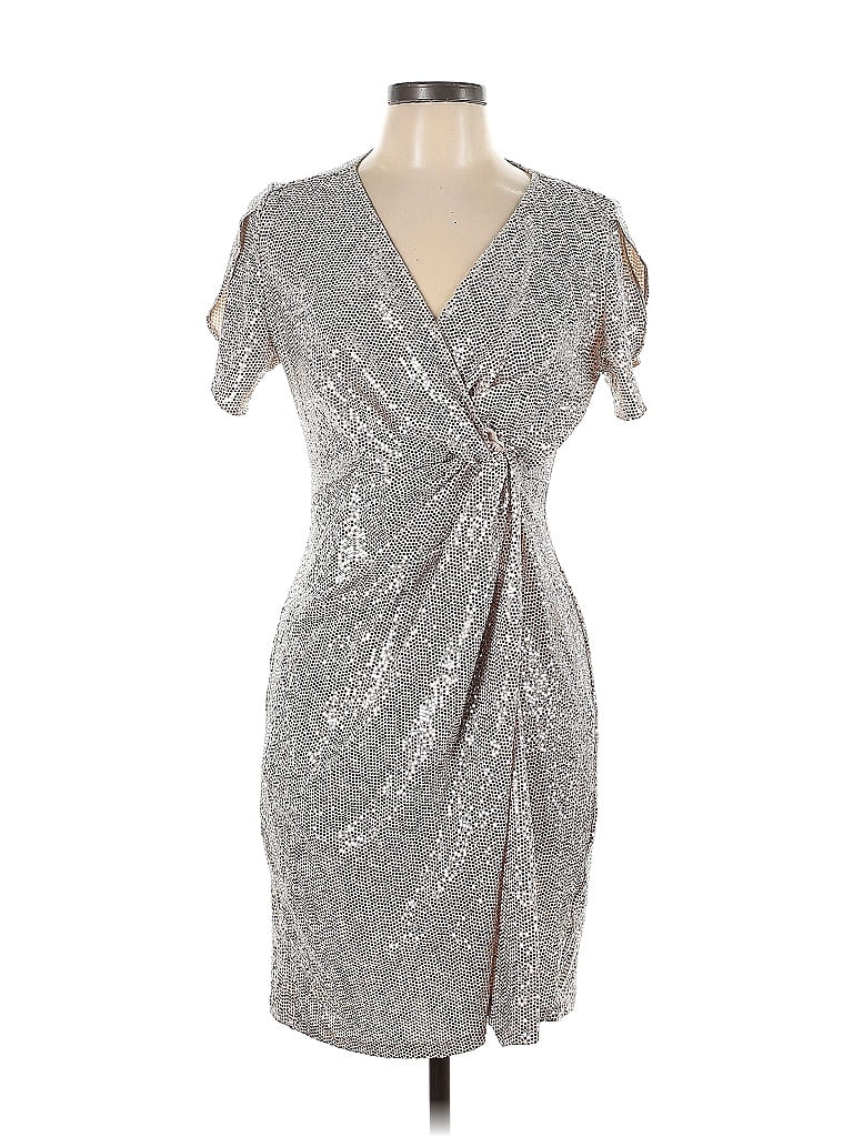 JM Studio Metallic Silver Cocktail Dress Size 10 - 70% off | ThredUp