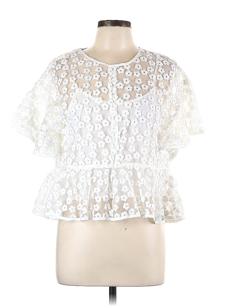 Labelrail x Alice & Olivia White Short Sleeve Blouse Size 10 - 68% off ...
