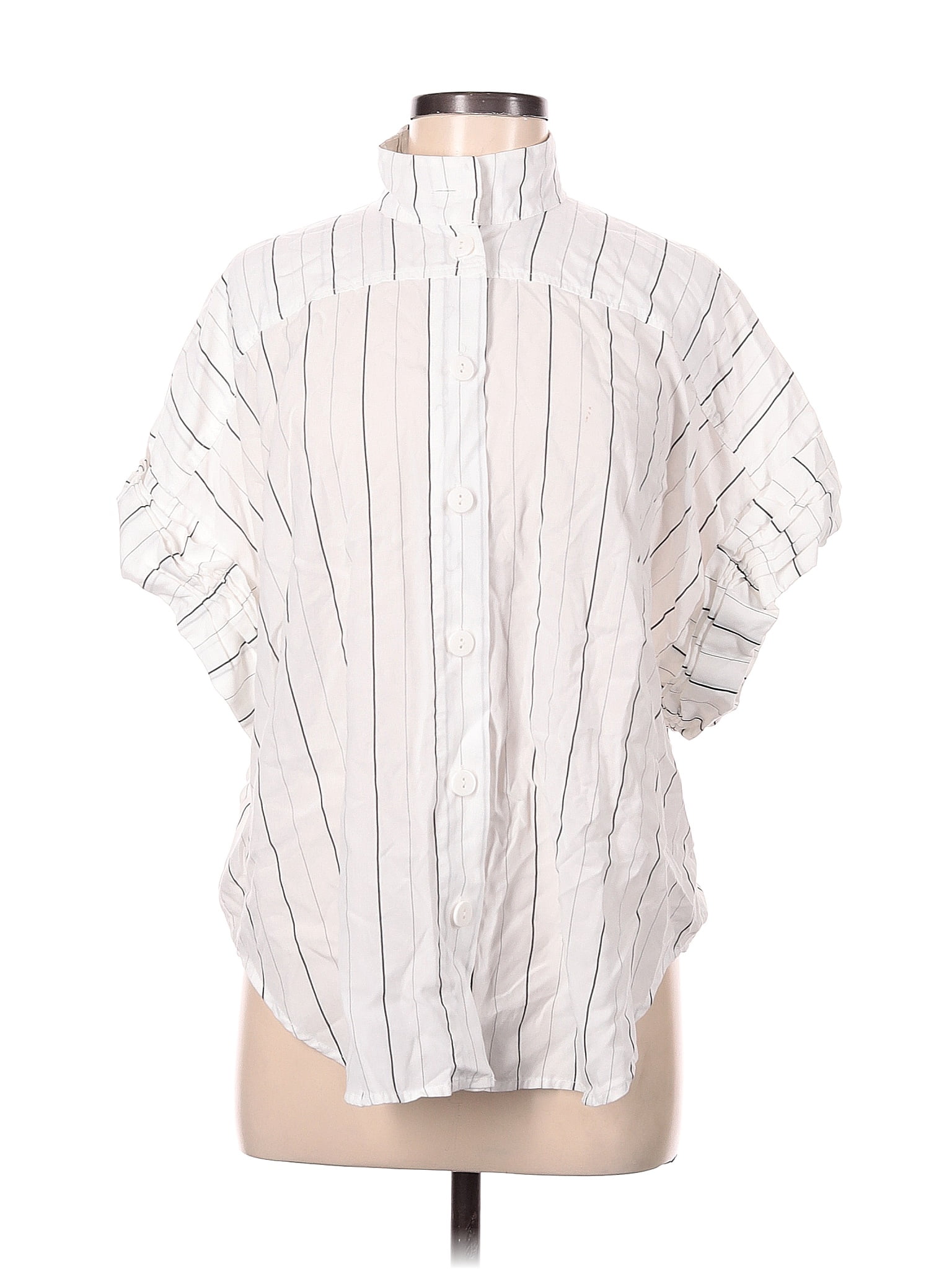 Ruti Stripes White Short Sleeve Blouse Size M - 80% off | ThredUp