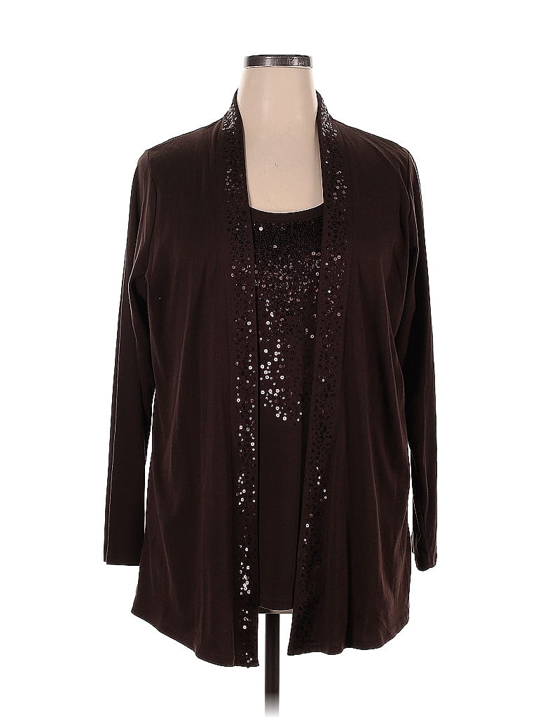 Quacker Factory Brown Long Sleeve Top Size 1X (Plus) - 60% off | ThredUp