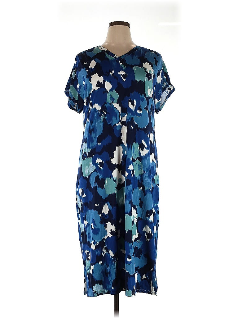 Zuda Print Blue Casual Dress Size L - 62% off | ThredUp