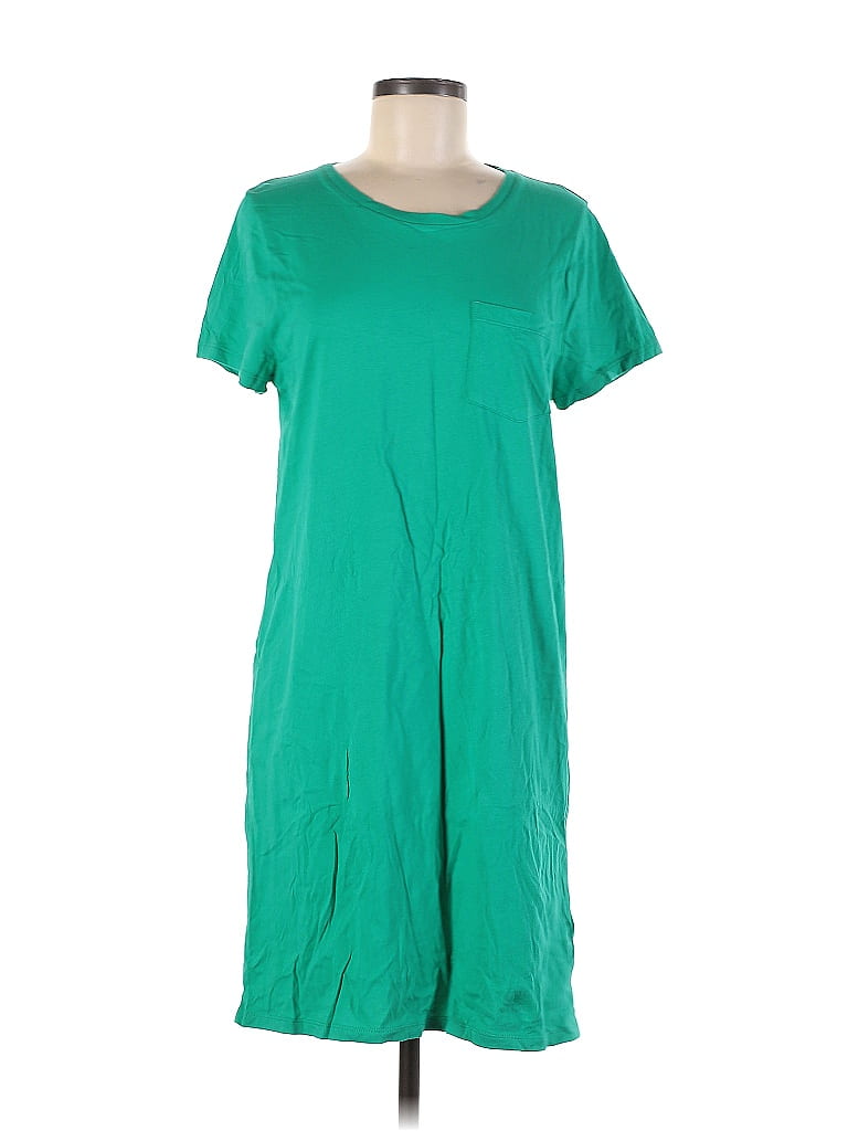 J Crew Factory Store 100 Cotton Solid Green Casual Dress Size M 68