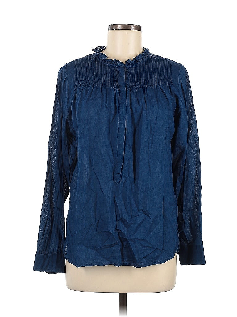 J.Crew 100% Cotton Blue Long Sleeve Blouse Size 6 - 85% off | ThredUp
