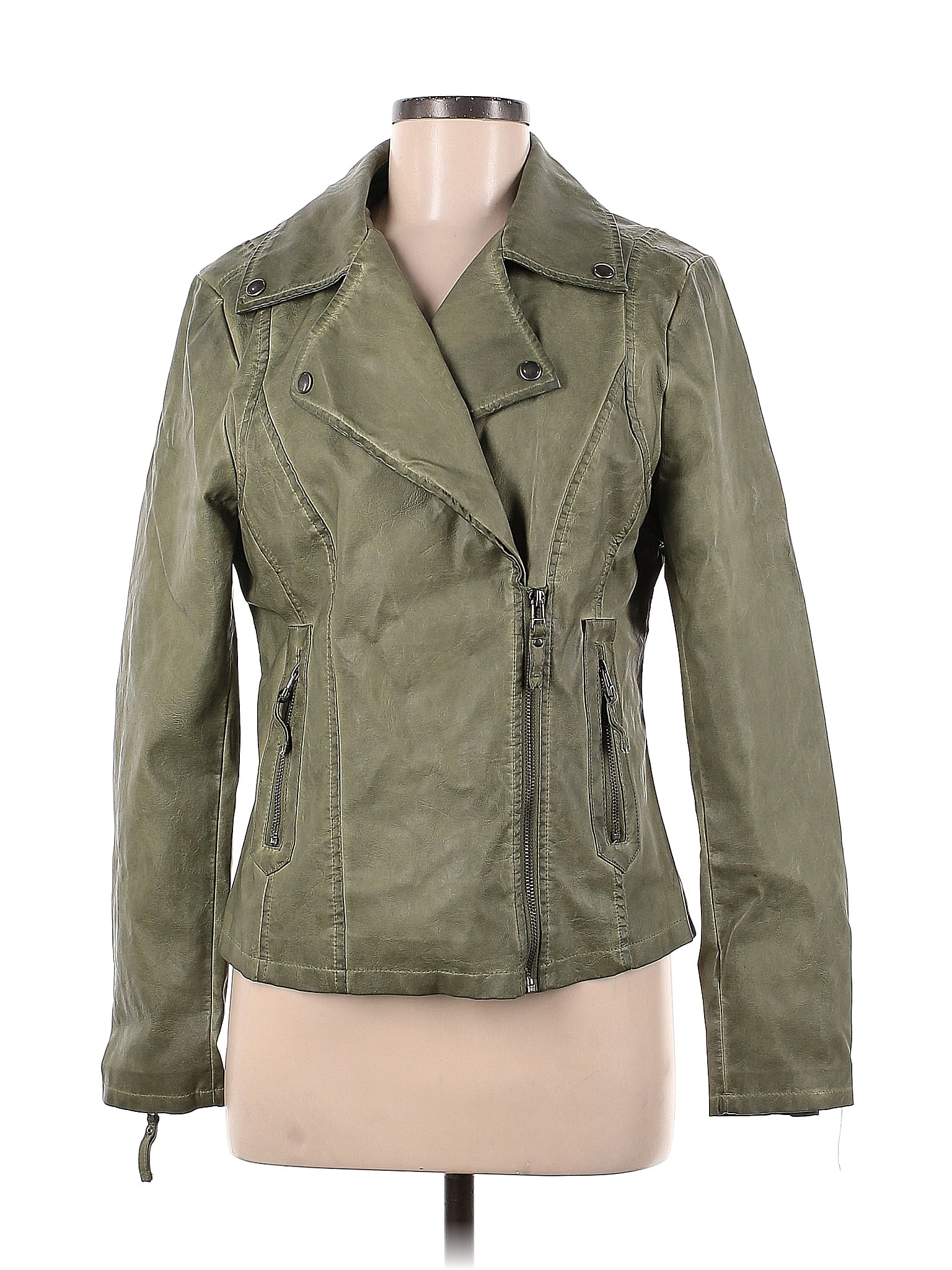 Max Studio 100% Polyurethane Green Jacket Size M - 69% off | ThredUp