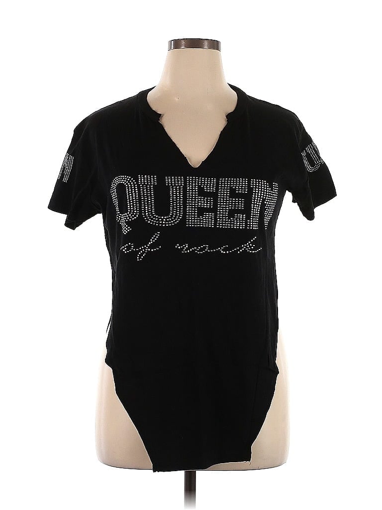 ON FIRE 100% Cotton Black Short Sleeve Top Size XL - 60% off | ThredUp