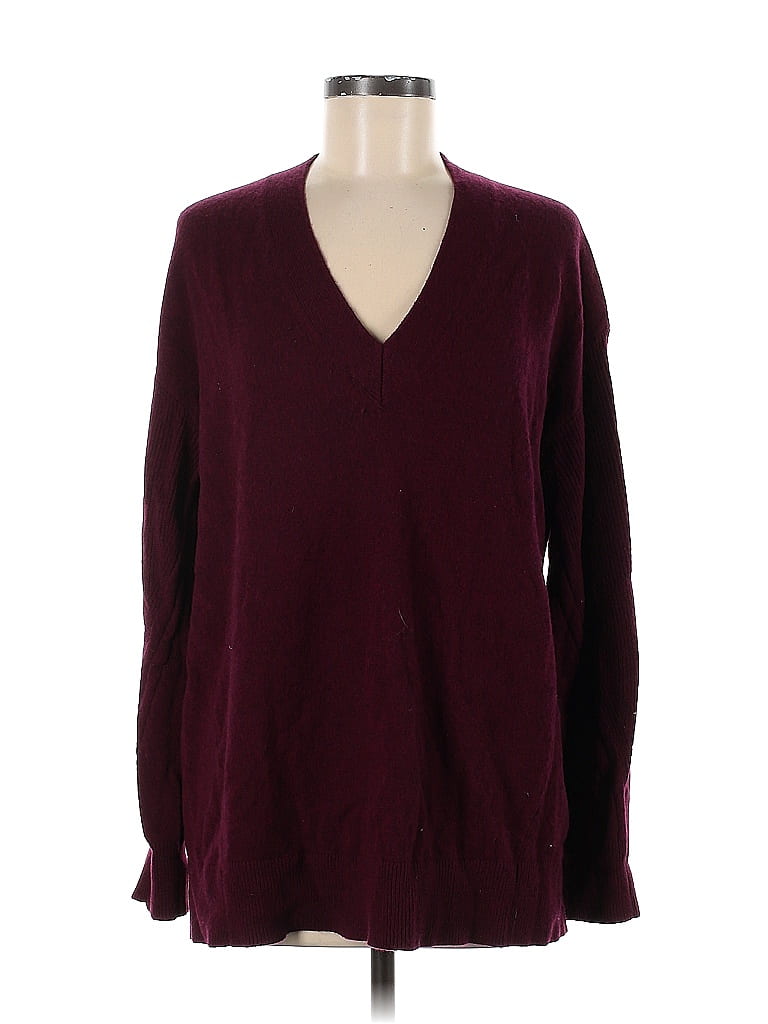 M Magaschoni 100% Cashmere Burgundy Cashmere Pullover Sweater Size L ...