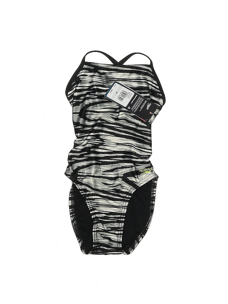Speedo Graphic Black Gray One Piece Swimsuit Size 20 (big kids) - 42% ...