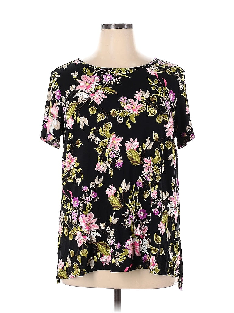 J Jill Floral Black Short Sleeve Blouse Size 1x Plus 71 Off Thredup