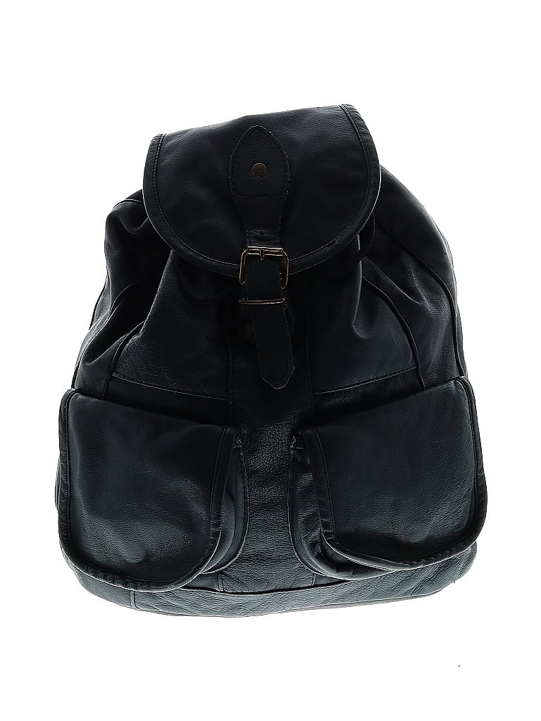 Vera Pelle 100% Leather Black Blue Leather Backpack One size - 80% off ...