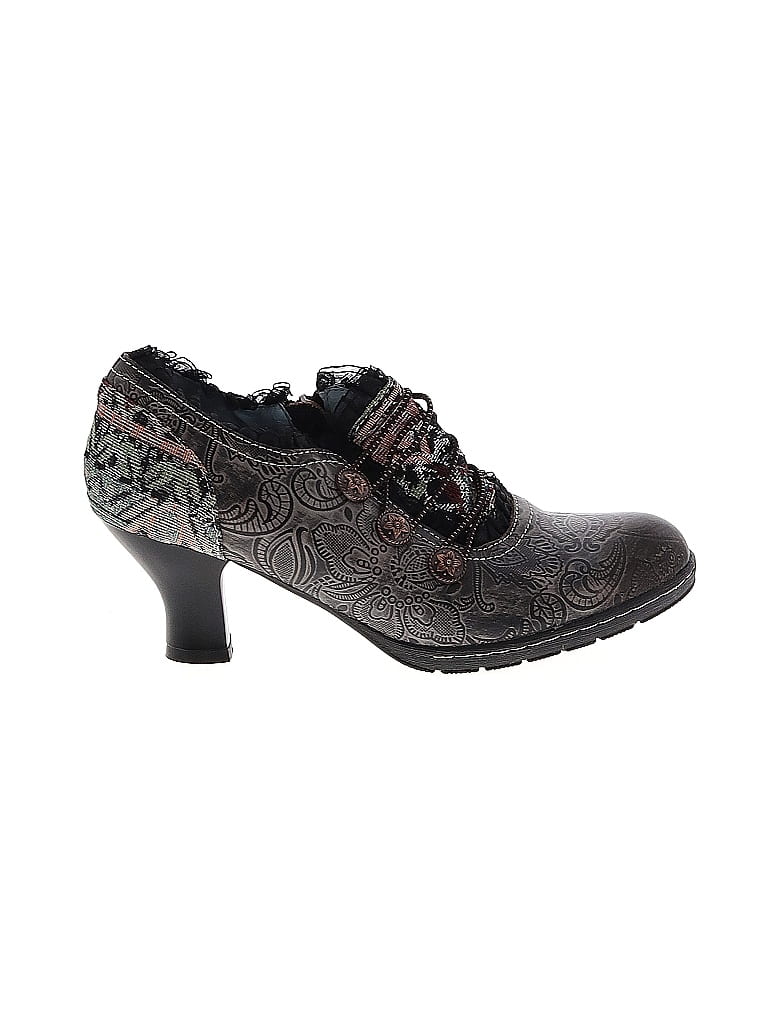 Socofy Paisley Black Gray Heels Size 38 (EU) - 57% off | ThredUp