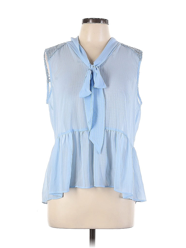Elle 100% Polyester Blue Sleeveless Blouse Size L - 52% off | ThredUp