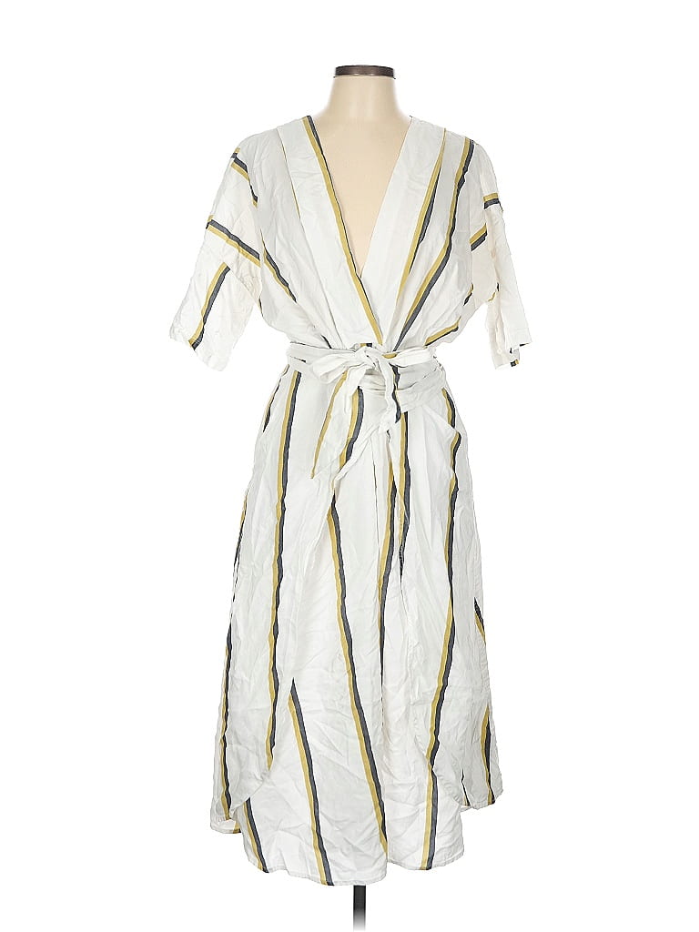 Sancia Stripes White Casual Dress Size L - 78% off | ThredUp