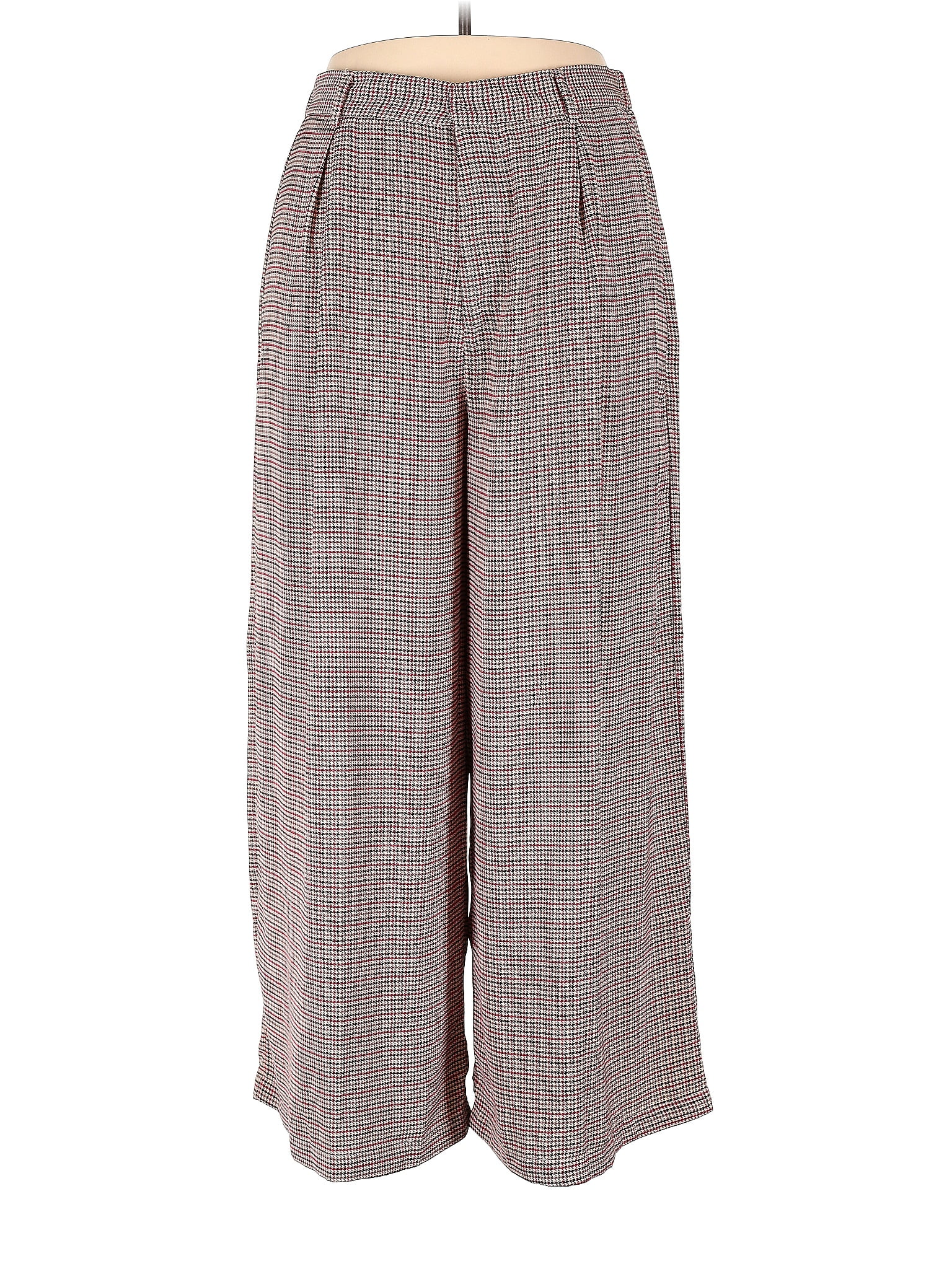 Assorted Brands 100% Polyester Houndstooth Gray Tan Casual Pants Size ...