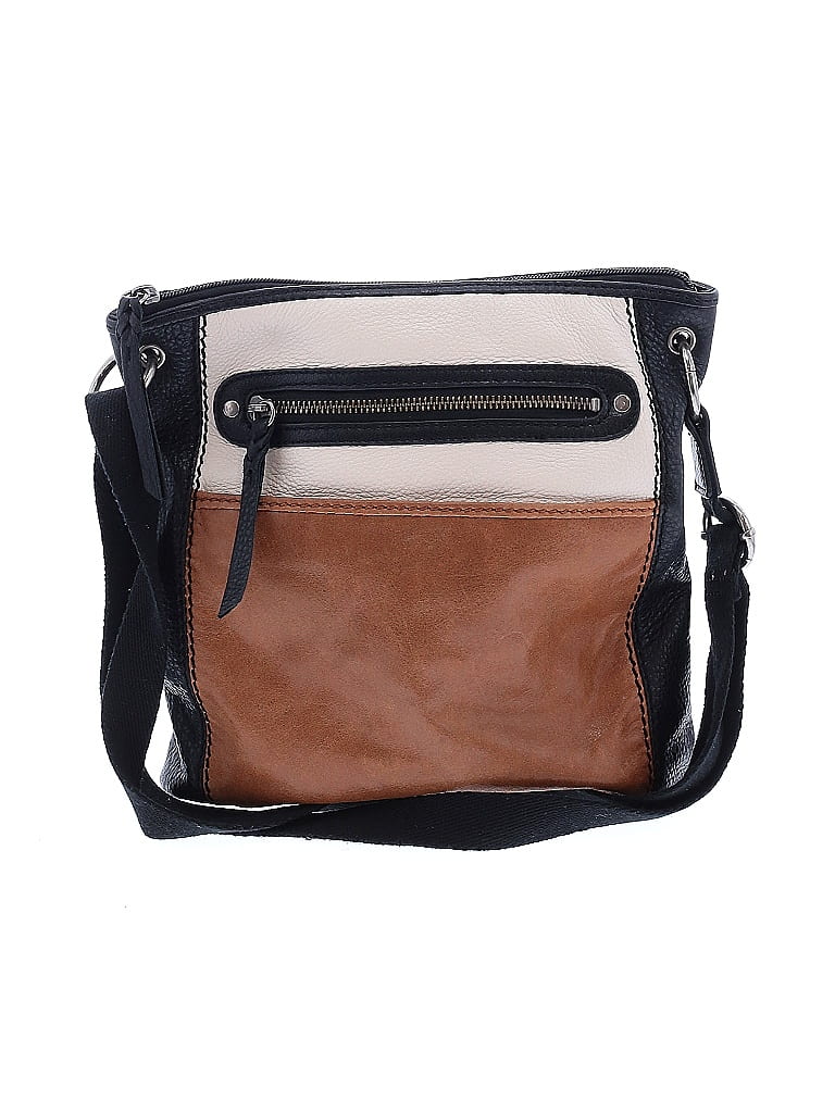 The Sak 100% Leather Color Block Brown Leather Crossbody Bag One Size ...