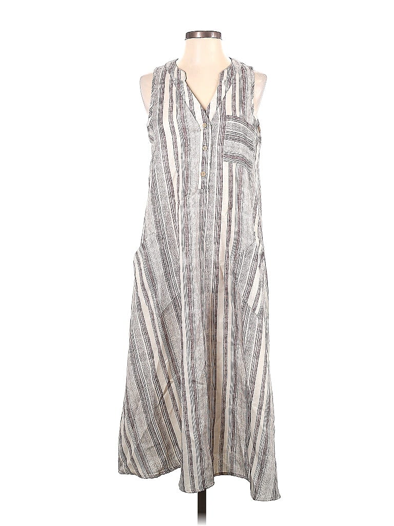 Misslook 100% Cotton Stripes Gray Ivory Casual Dress Size S - 56% off ...