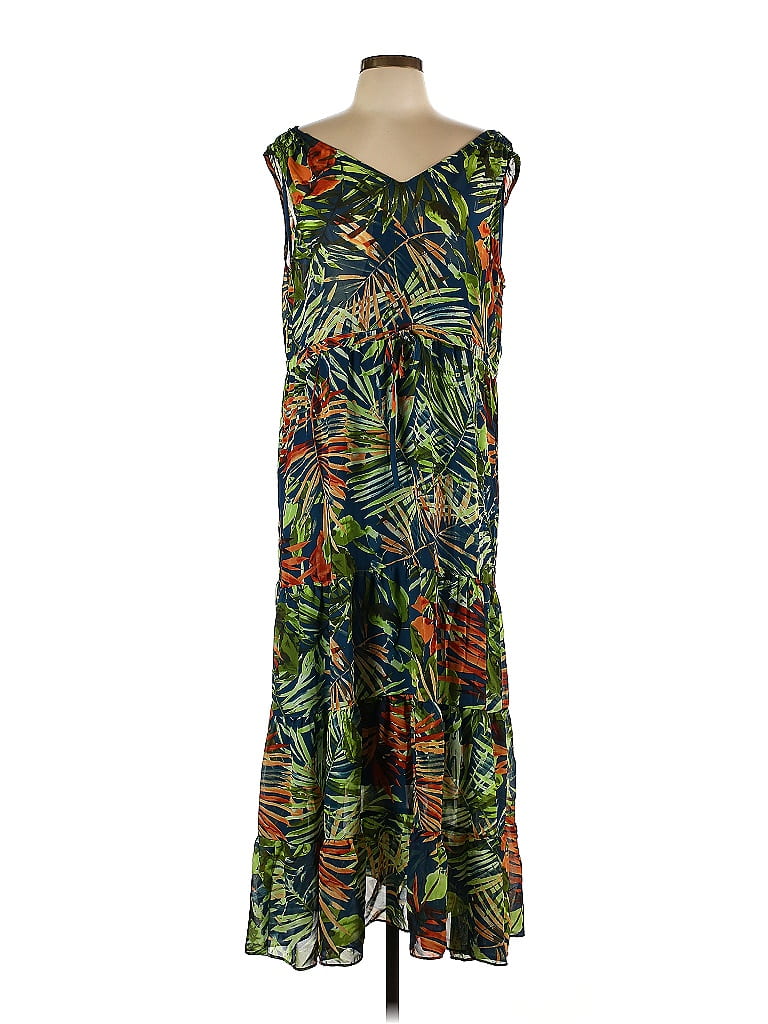 adyson parker 100% Polyester Tropical Green Casual Dress Size L - 71% ...