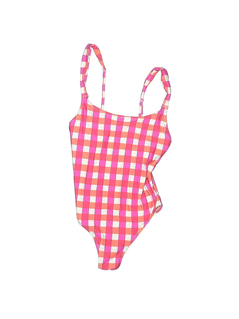 J.Crew X SZ Blockprints Checkered-gingham Pink One Piece Swimsuit Size ...