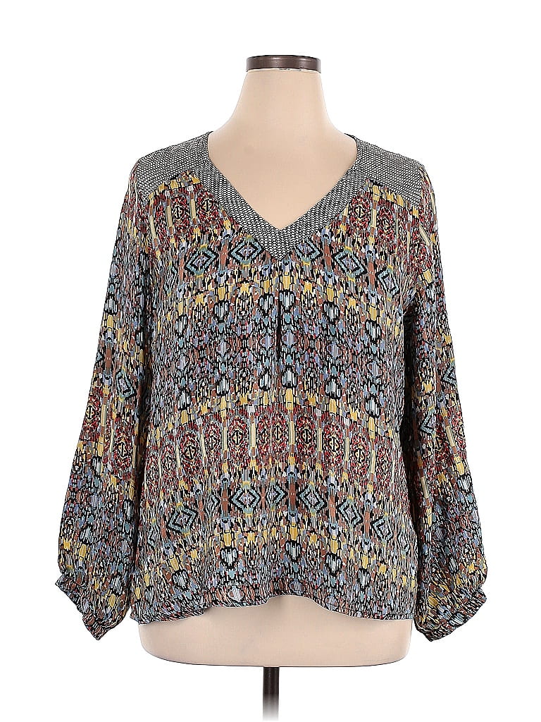 Tolani 100% Silk Gray 3/4 Sleeve Silk Top Size XL - 78% off | ThredUp