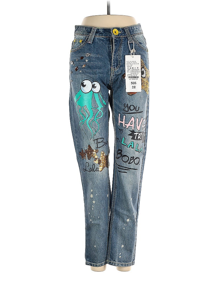 Assorted Brands Graphic Blue Jeans 28 Waist - 64% off | ThredUp