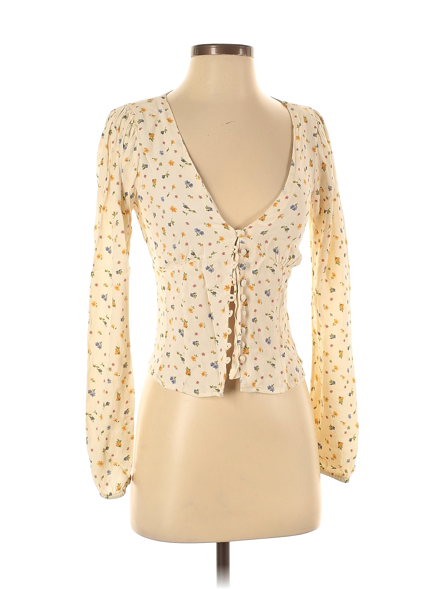 Reformation Ivory Long Sleeve Blouse Size S - 67% off | ThredUp