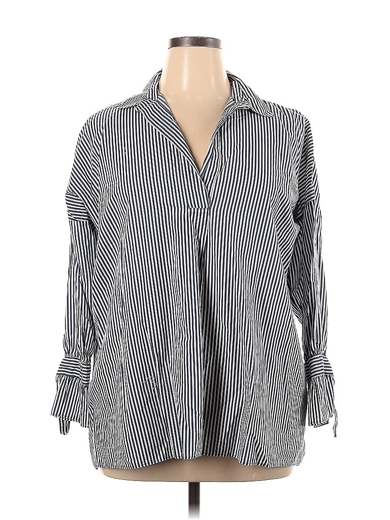 Zara Basic 100% Cotton Stripes Gray Long Sleeve Button-Down Shirt Size XL - 55% off | ThredUp