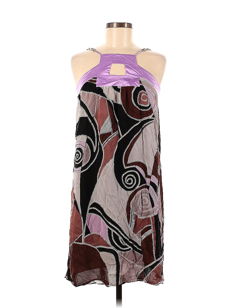 Signette by Aysha Saeed 100% Silk Graphic Purple Cocktail Dress Size 8 ...