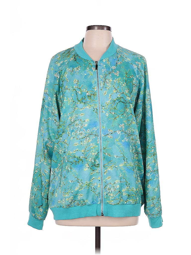Unbranded 100% Polyester Print Teal Track Jacket Size L - 29% off | ThredUp