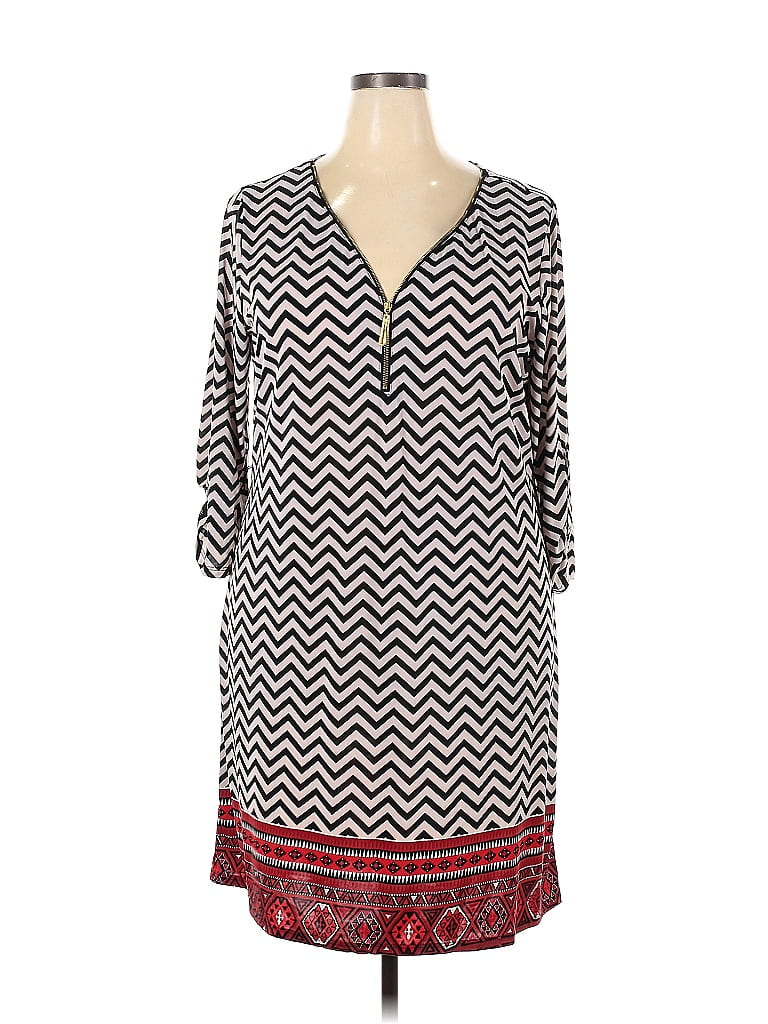 Tacera Chevron-herringbone Burgundy Casual Dress Size 2X (Plus) - 55% ...