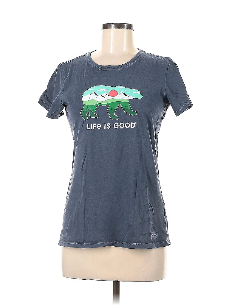 Life Is Good 100% Cotton Blue Short Sleeve T-Shirt Size M - 46% off ...