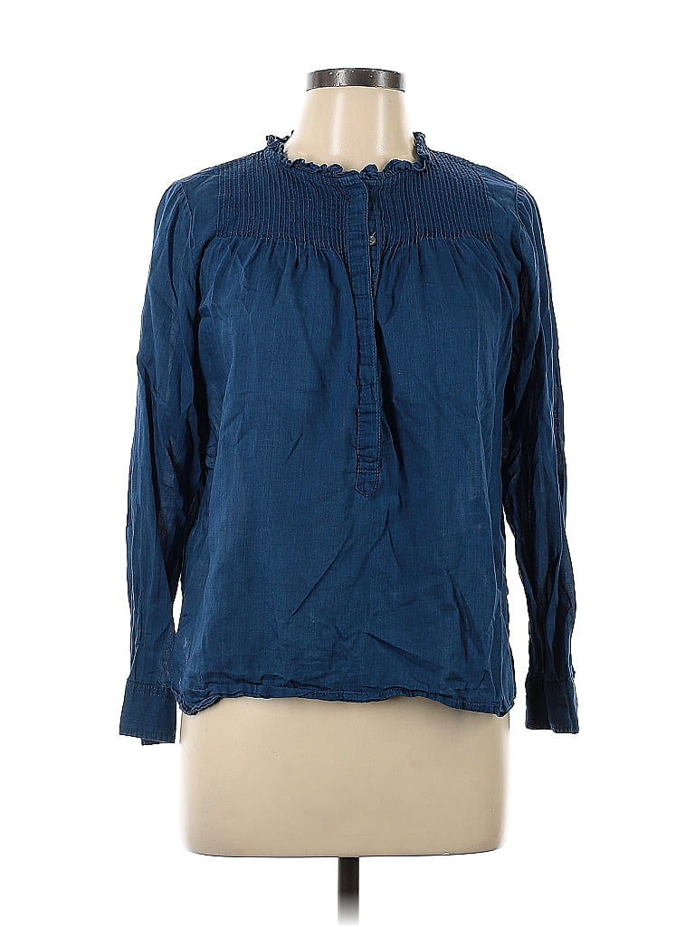 J.Crew 100% Cotton Blue Long Sleeve Blouse Size 12 (petite) - 78% off | ThredUp