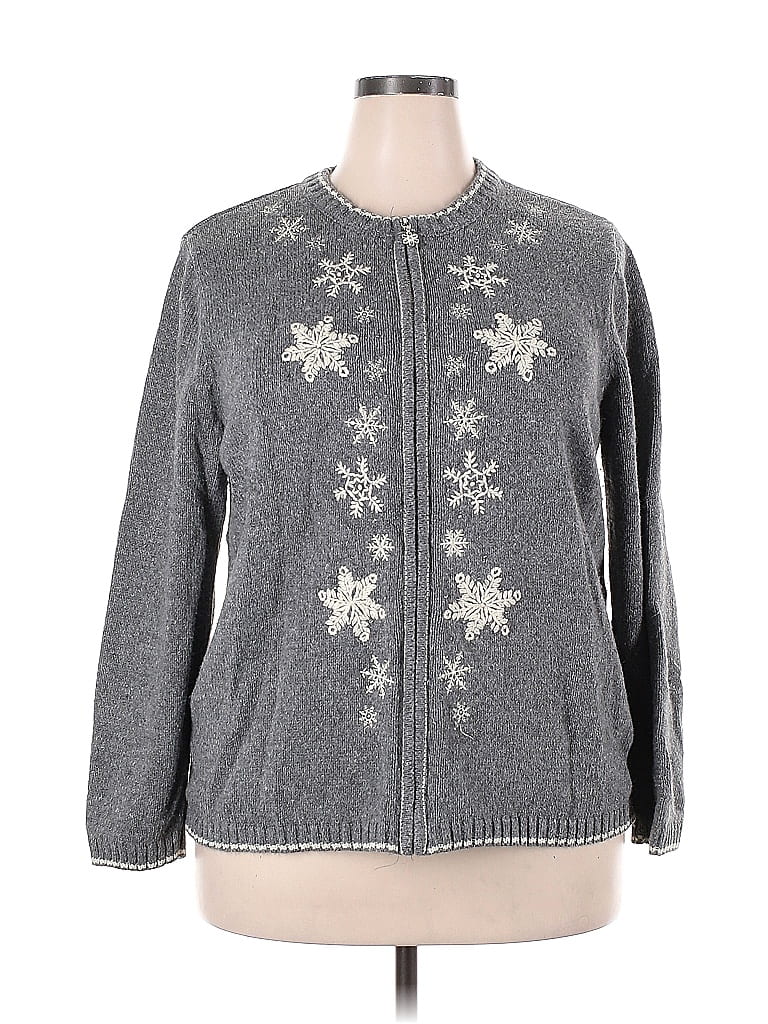 Croft & Barrow Stars Gray Cardigan Size 2X (Plus) - 47% off | ThredUp