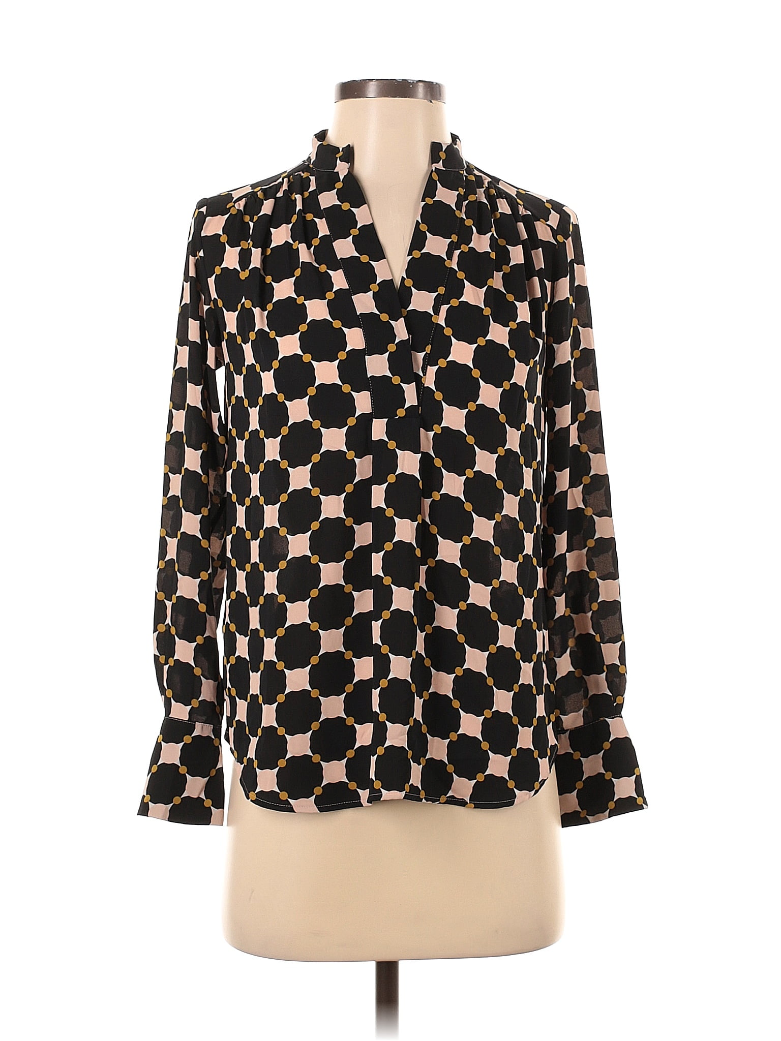 Ann Taylor 100% Polyester Black Long Sleeve Blouse Size XXS (Petite ...