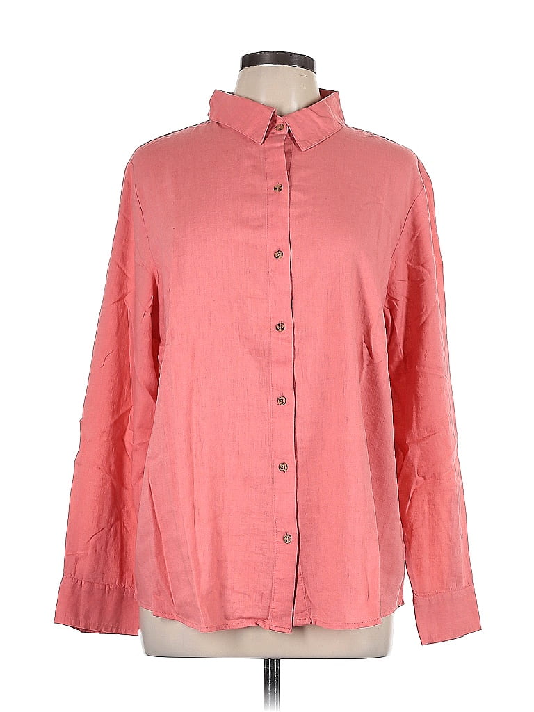 Candace Cameron Bure Solid Pink Long Sleeve Button-Down Shirt Size L - 63% off | ThredUp