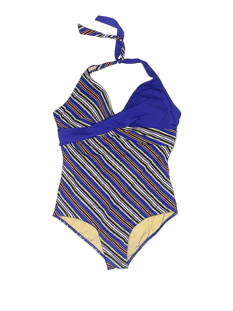 Swimsuits for all Stripes Blue One Piece Swimsuit Size 18 (Plus) - 61% ...