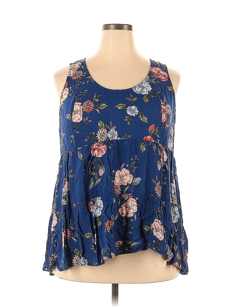 Torrid 100% Rayon Blue Sleeveless Blouse Size 2X Plus (2) (Plus) - 65% ...