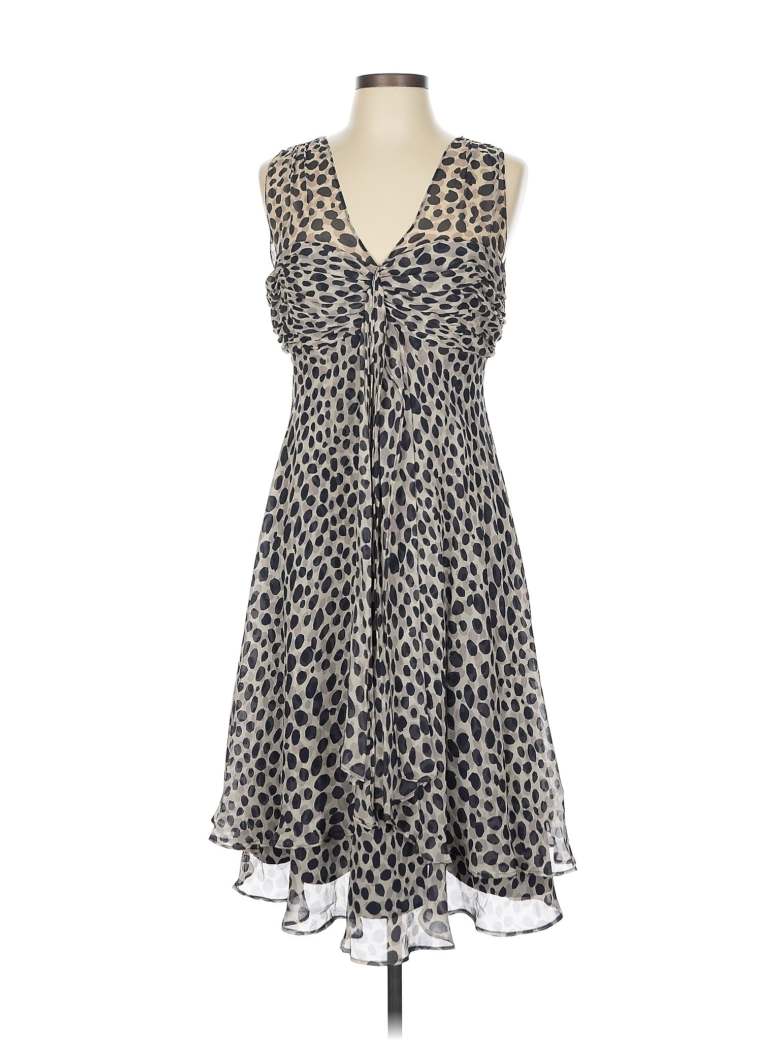 Donna Ricco 100% Silk Animal Print Gray Cocktail Dress Size 12 - 80% ...