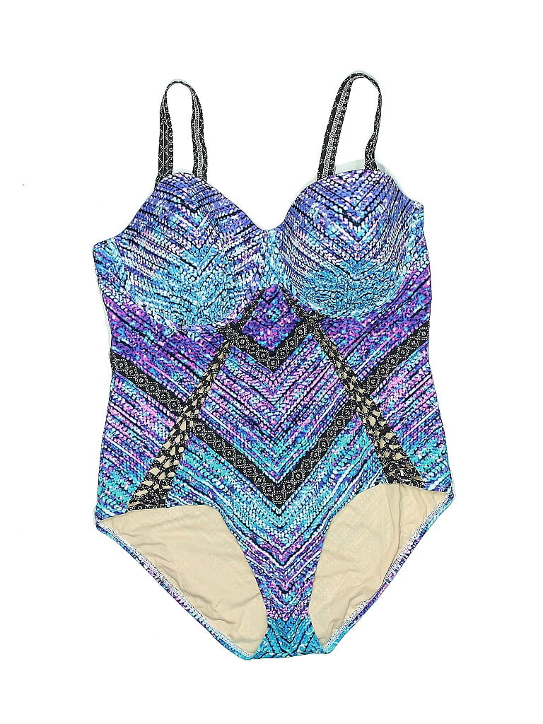 Swimsuits for all Tweed Blue One Piece Swimsuit Size 22 (Plus) - 64% ...