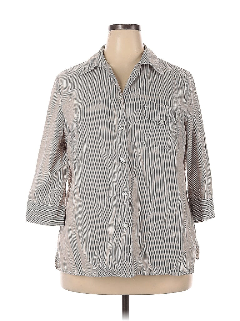Allison Daley Gray 3/4 Sleeve Button-Down Shirt Size 18W (Plus) - 41% ...