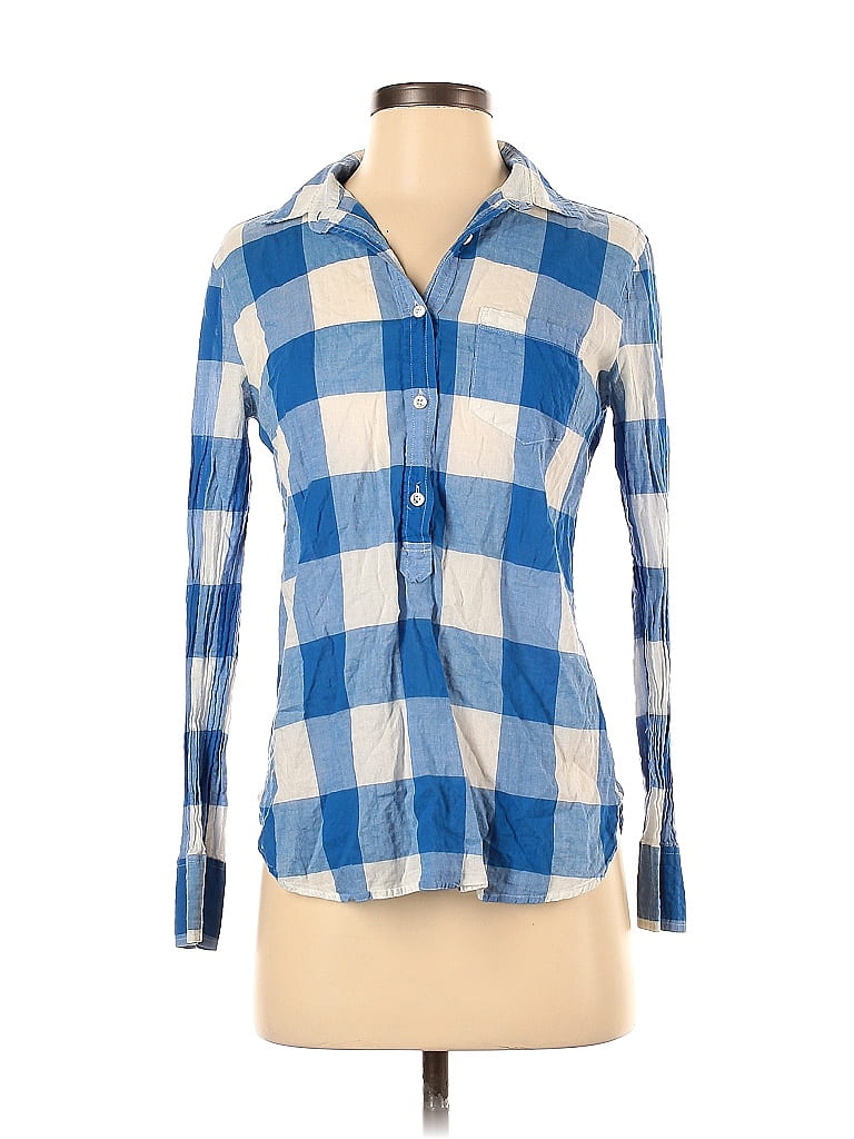 J.Crew Checkered-gingham Blue Long Sleeve Button-Down Shirt Size 0 - 81% off | ThredUp