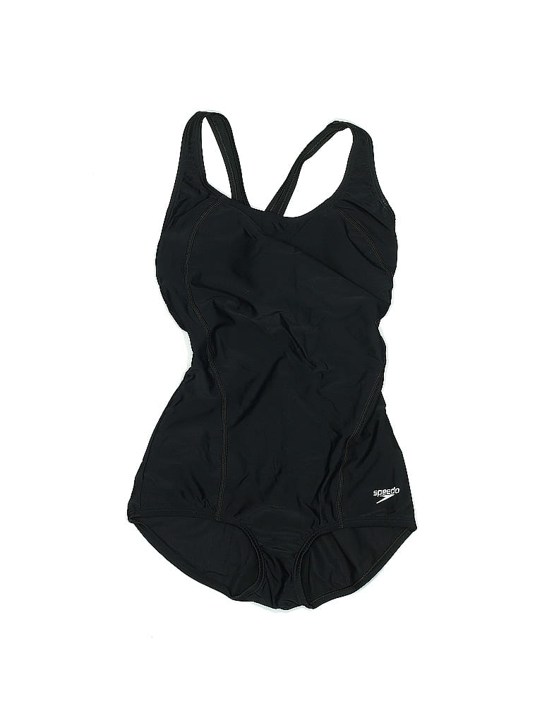 Speedo Solid Black One Piece Swimsuit Size 4 - 46% off | ThredUp