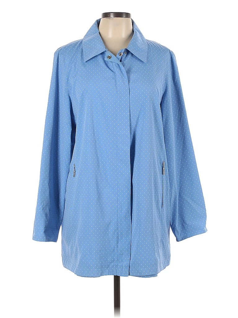 Gallery 100% Polyester Blue Raincoat Size L (petite) - 76% off | ThredUp
