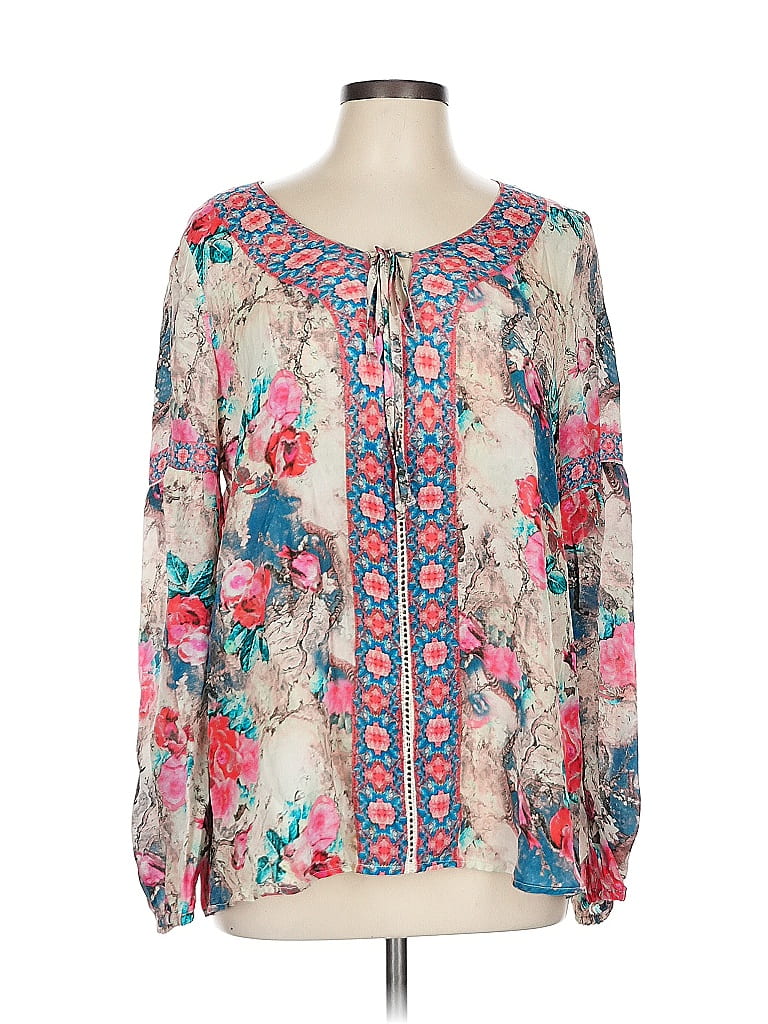 Feathers by Tolani 100% Viscose Ivory Long Sleeve Blouse Size L - 78% ...