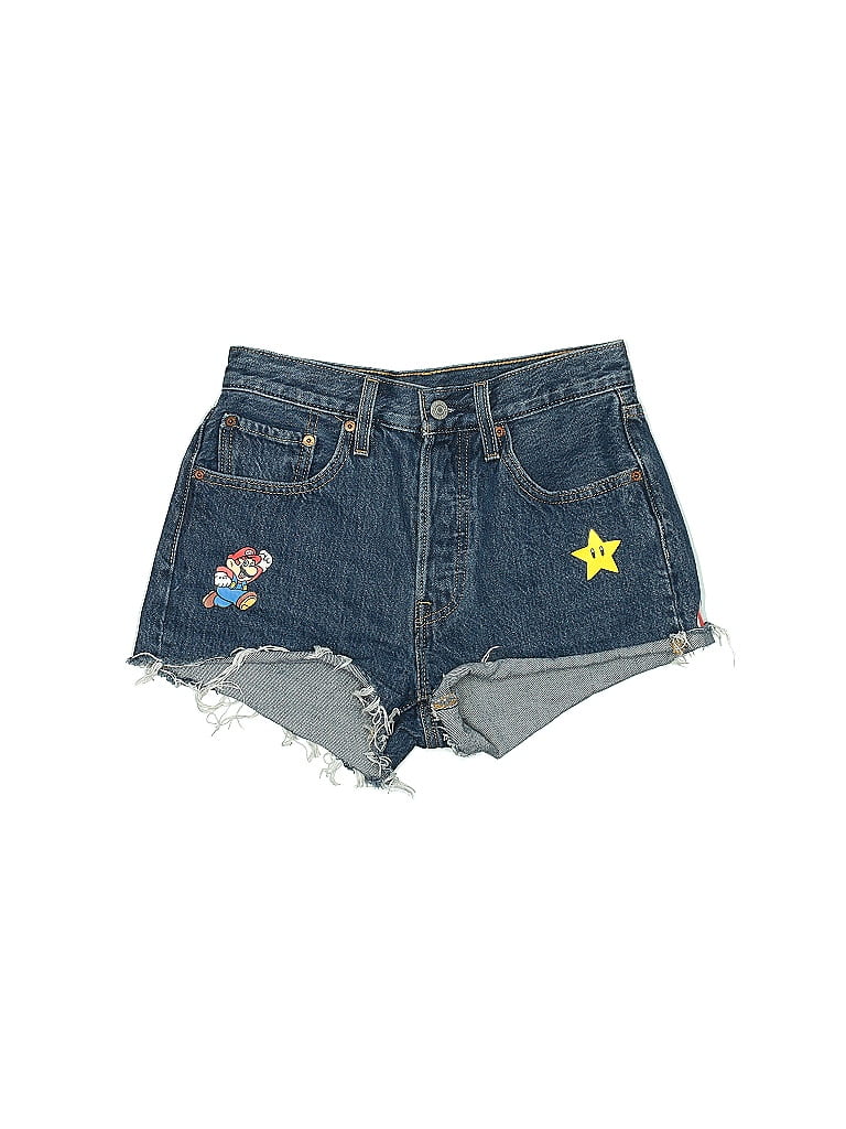 Levi's x Super Mario 100% Cotton Stars Blue Denim Shorts Size S - 64% ...