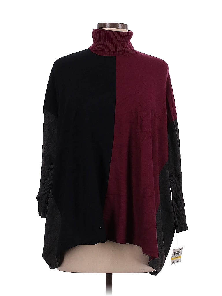 Alfani Color Block Burgundy Poncho Size M - 75% off | ThredUp