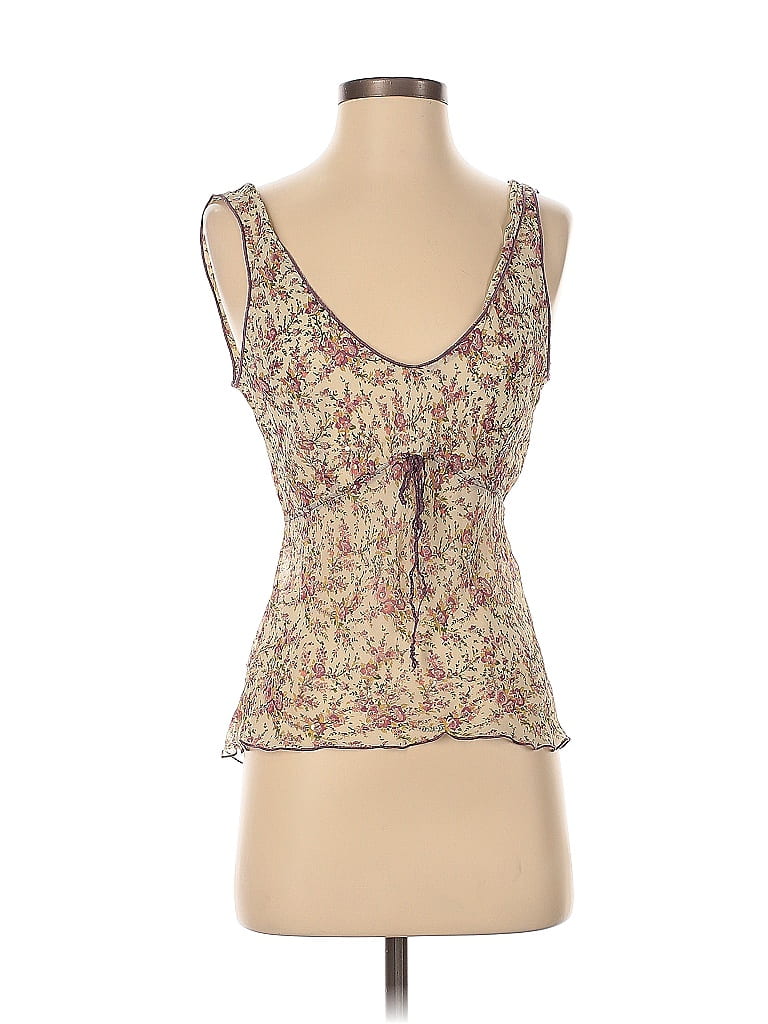 Laundry by Shelli Segal 100% Silk Tan Sleeveless Silk Top Size S - 77% ...