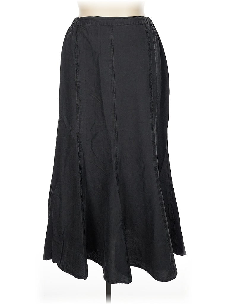 Flax 100% Silk Solid Black Silk Skirt Size 14 (L) - 69% off | ThredUp