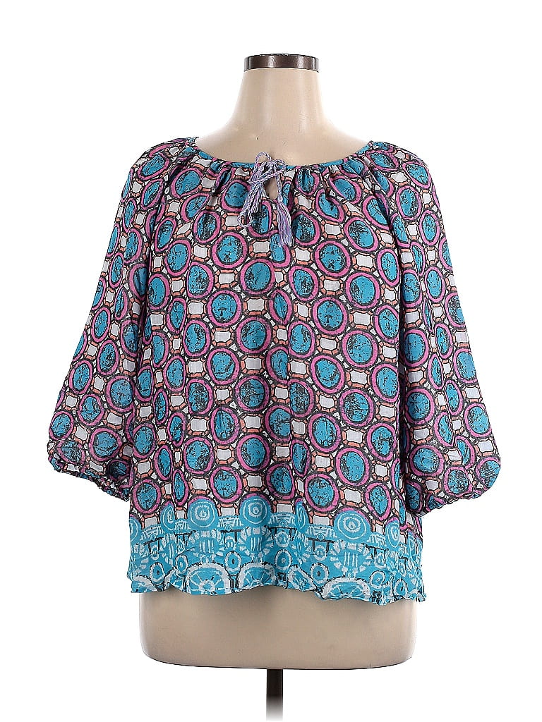 New Directions Blue 3/4 Sleeve Blouse Size XL - 76% off | ThredUp