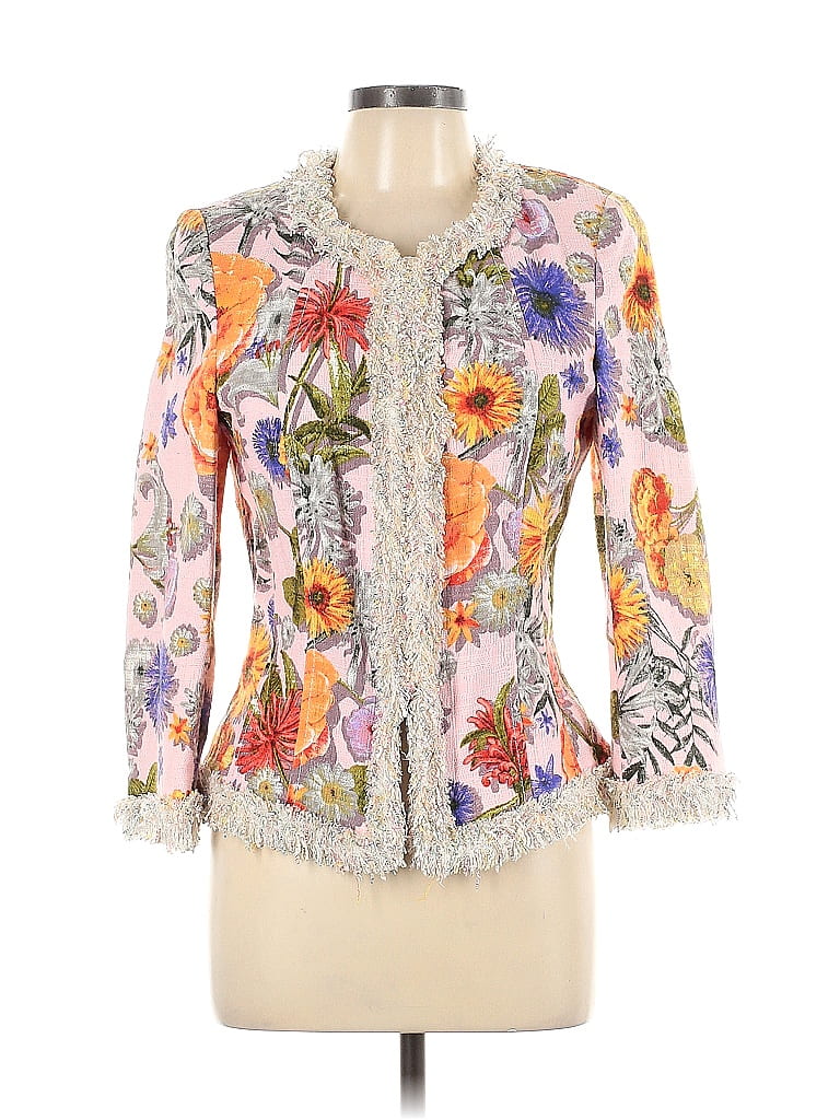 Basler 100% Cotton Floral White Pink Jacket Size 12 - 84% off | ThredUp