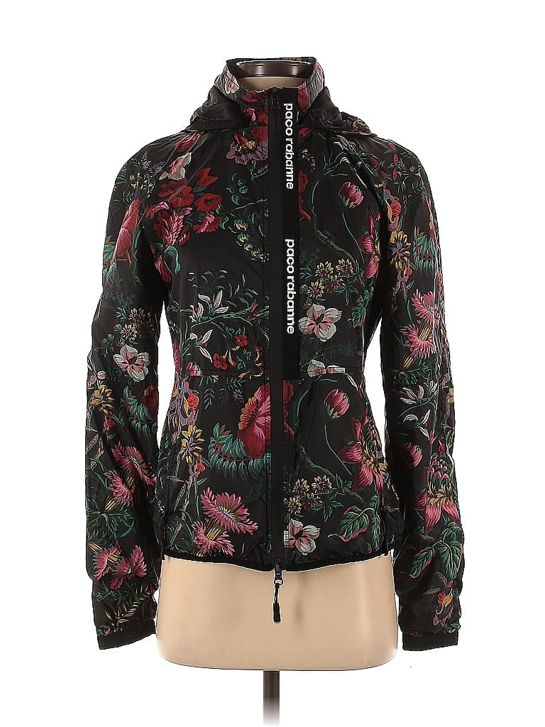 Paco Rabanne 100% Nylon Floral Black Black Floral Track Jacket Size S ...